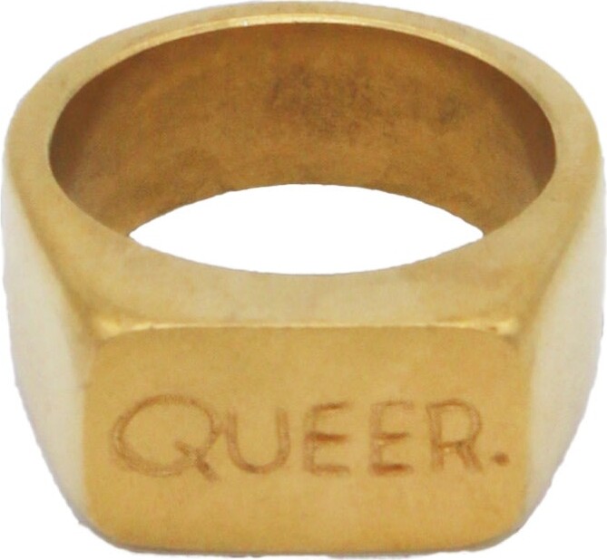 Iona Hindmarch Bisset Women's Gold Chunky Queer Ring - ShopStyle