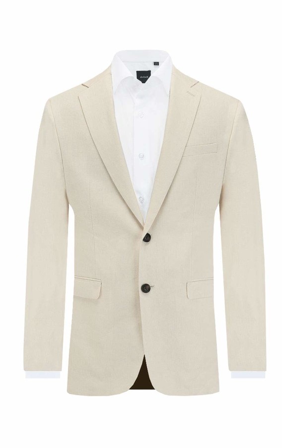 Dobell Mens Cream Suit Jacket Regular Fit Lightweight Linen-52S - ShopStyle