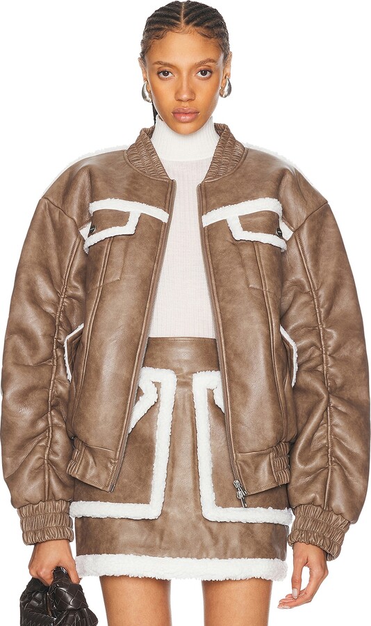 AKNVAS Thea Bomber Jacket in Brown - ShopStyle