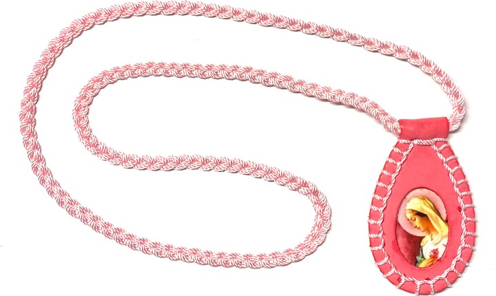 Etsy Mystical Rose Virgin Mary Leather Oval Shaped Scapular Necklace ...