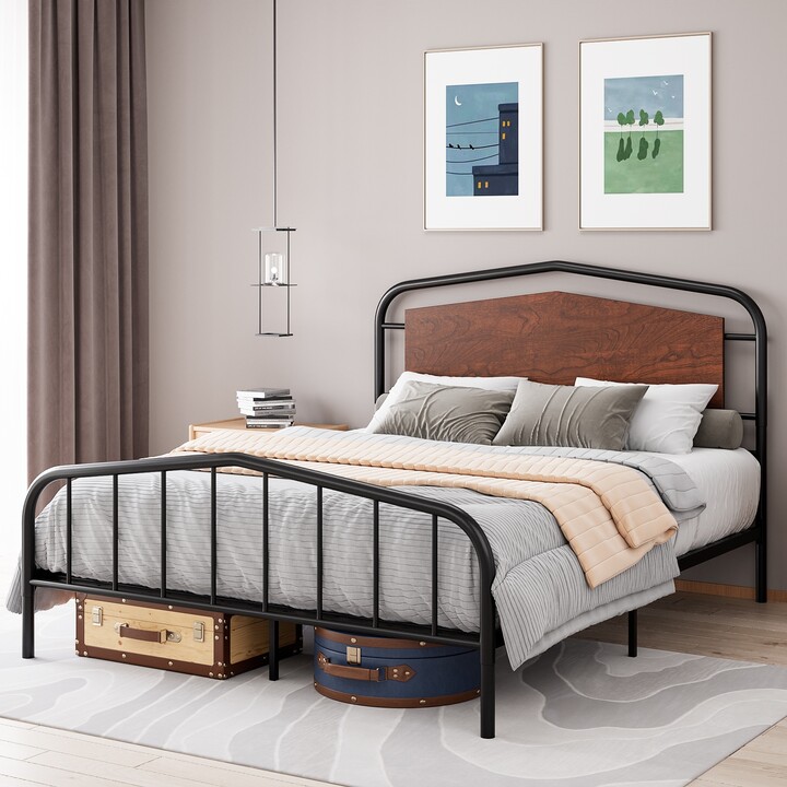 ASDSG Bed Frame with Wooden Headboard and Footboard - ShopStyle