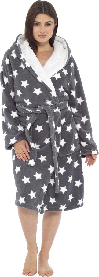 Daisy Dreamer Women's Stars Super Soft Hooded Robe Dressing Gown ...