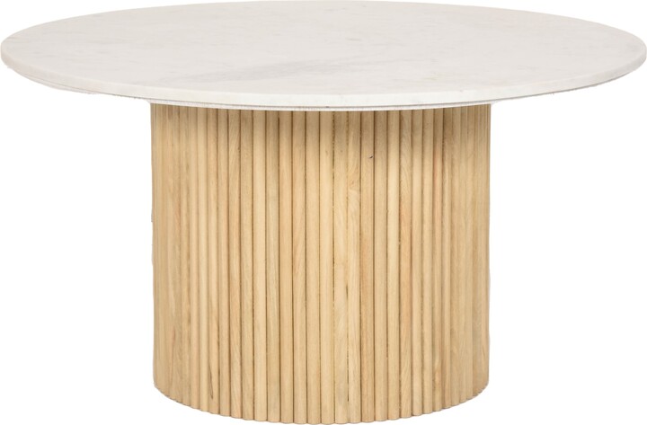 Sagebrook Home Wood/Marble 18"H Reeded Coffee Table in Natural/White ...