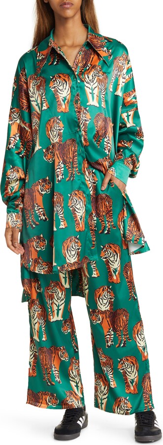 Dressed in Lala Tiger Print Royal Satin Matching Set - ShopStyle