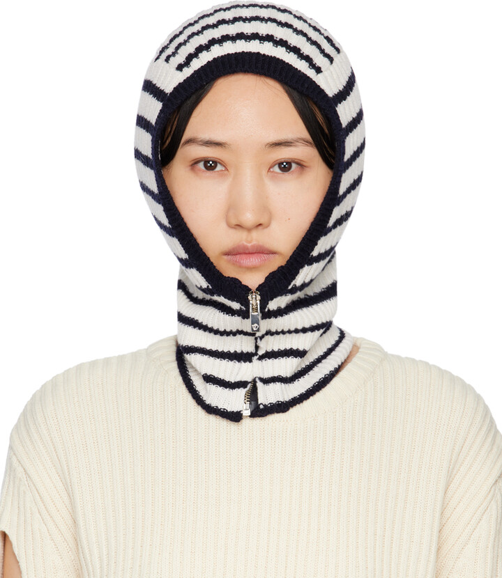 OPEN YY Black & White Stripe Zip Up Balaclava - ShopStyle Hats