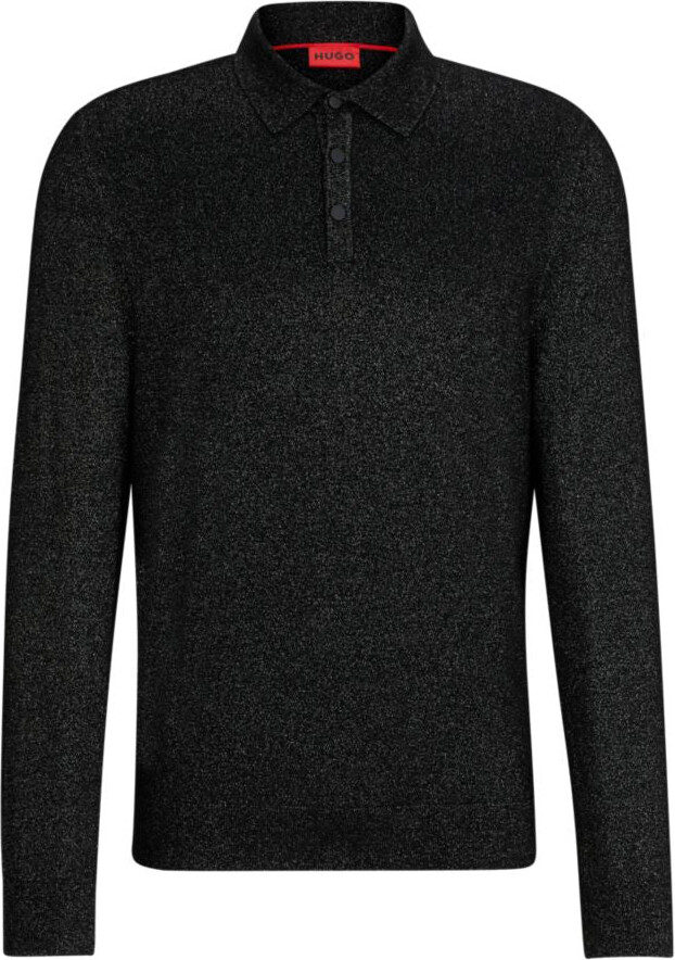 HUGO BOSS Relaxed-fit sparkle-effect polo sweater - ShopStyle