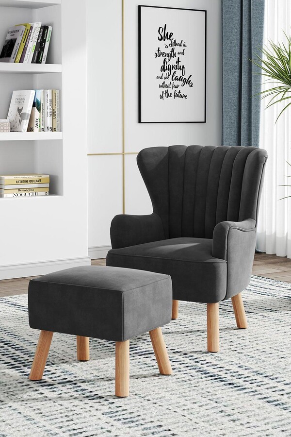 Living and Home Contemporary Upholstered Wingback Armchair With ...