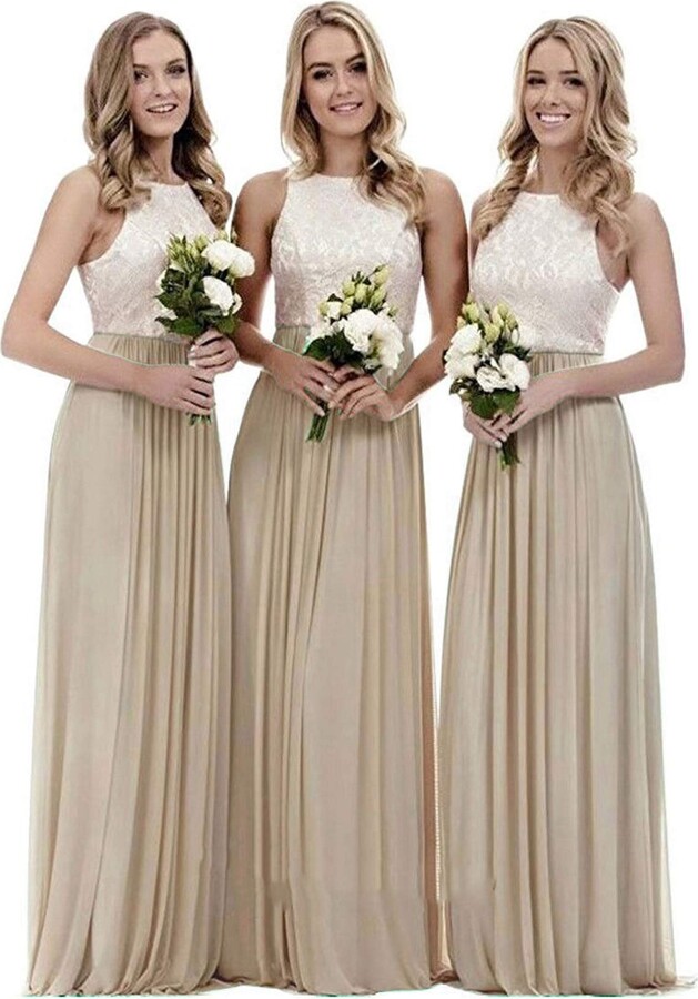 WTW Women's Long Chiffon Lace Party Ball Prom Bridesmaid Dress ...