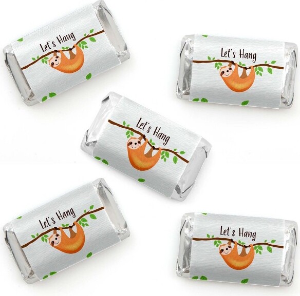 Big Dot of Happiness Let’s Hang - Sloth - Mini Candy Bar Wrapper Stickers - Baby Shower or ...