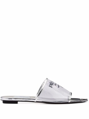 Prada Logo-Print Slides - ShopStyle