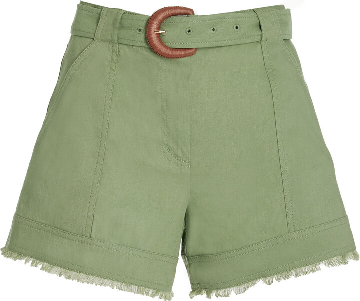 SIMKHAI Kermit Belted Linen-Blend Shorts - ShopStyle