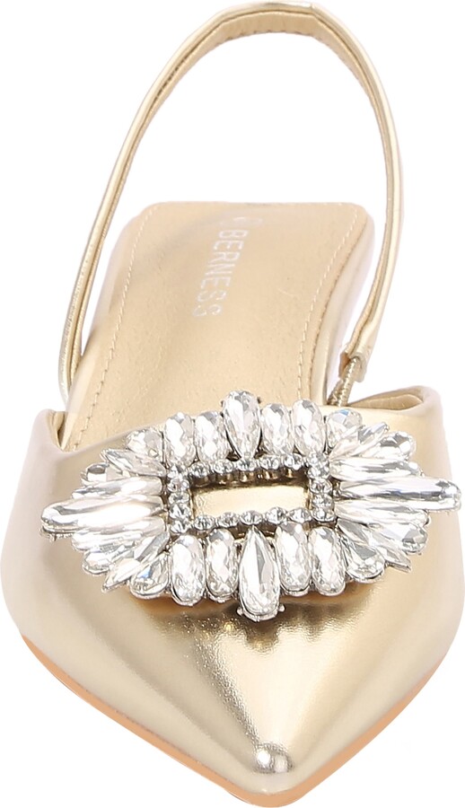 BERNESS Embellished Satin Slingback Pump - ShopStyle