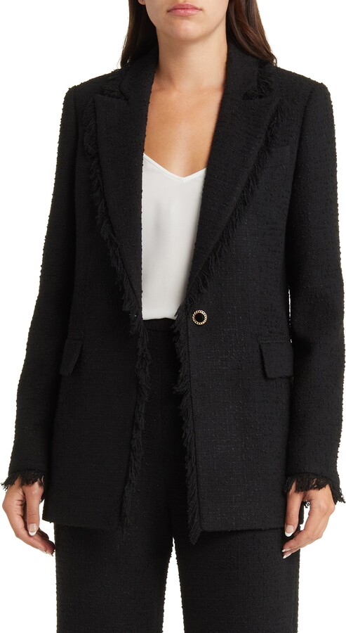 Ted Baker Katyy Fringe Detail Tweed Jacket - ShopStyle Blazers