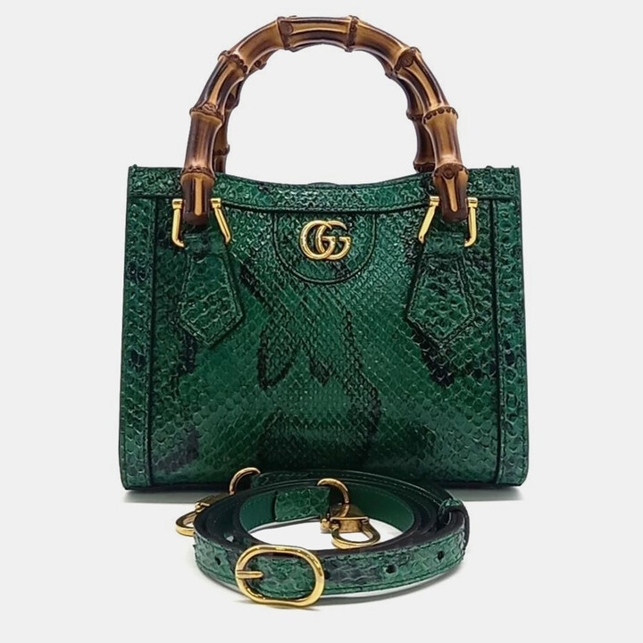 Gucci Green Python Leather Mini Diana Tote Bag - ShopStyle
