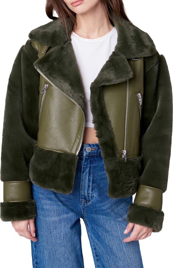 Blank NYC Faux Fur & Faux Leather Moto Jacket - ShopStyle