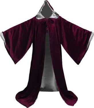 LuckyMjmy Velvet Wizard Wicca Robe with Lined Hood and Sleeves (Royal ...