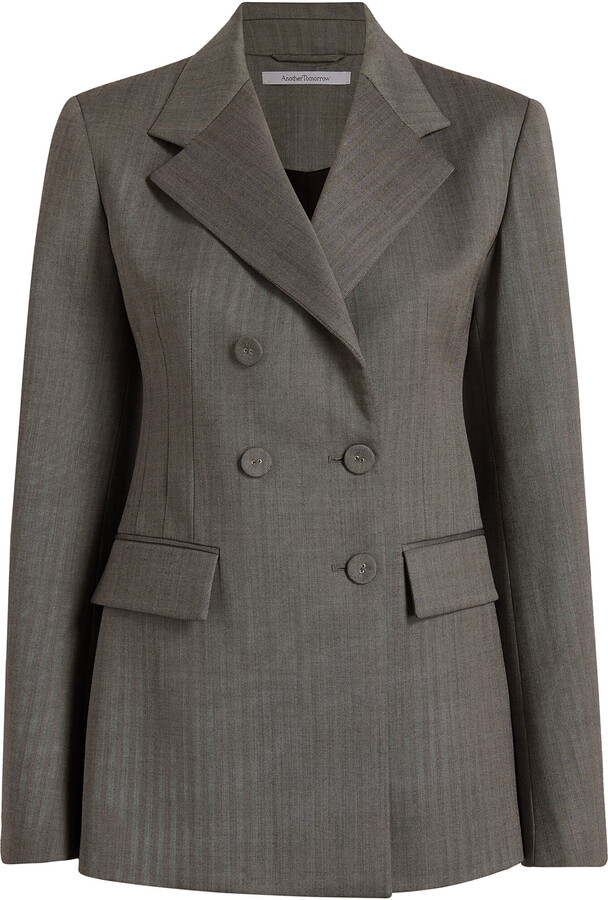 ANOTHER TOMORROW Double-Breasted Wool Jacket - ShopStyle Blazers