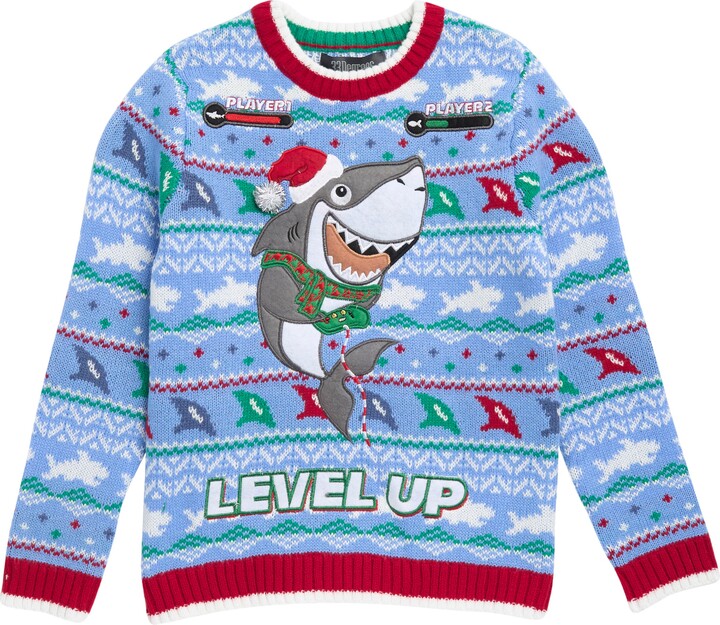33 DEGREES Kids' Xmas Level Up Shark Sweater - ShopStyle