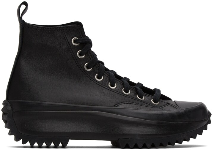 Converse Black Leather Run Star Hike High Sneakers - ShopStyle Trainers ...