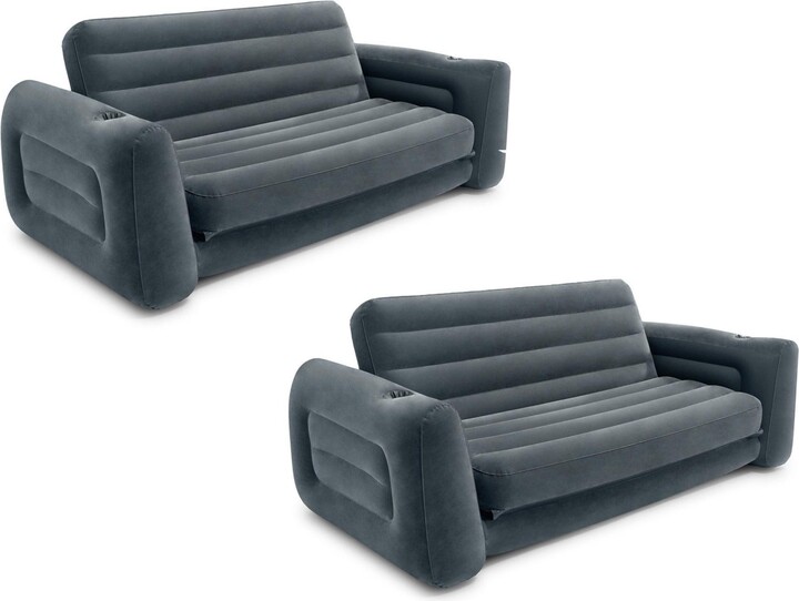 Intex Inflatable Pull-Out Sofa Bed Sleep Away Futon Couch, Queen, Gray ...