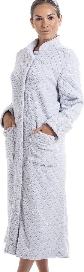 Camille Women's Super Soft Housecoat - Floral Luxury Button Up Bathrobe ...