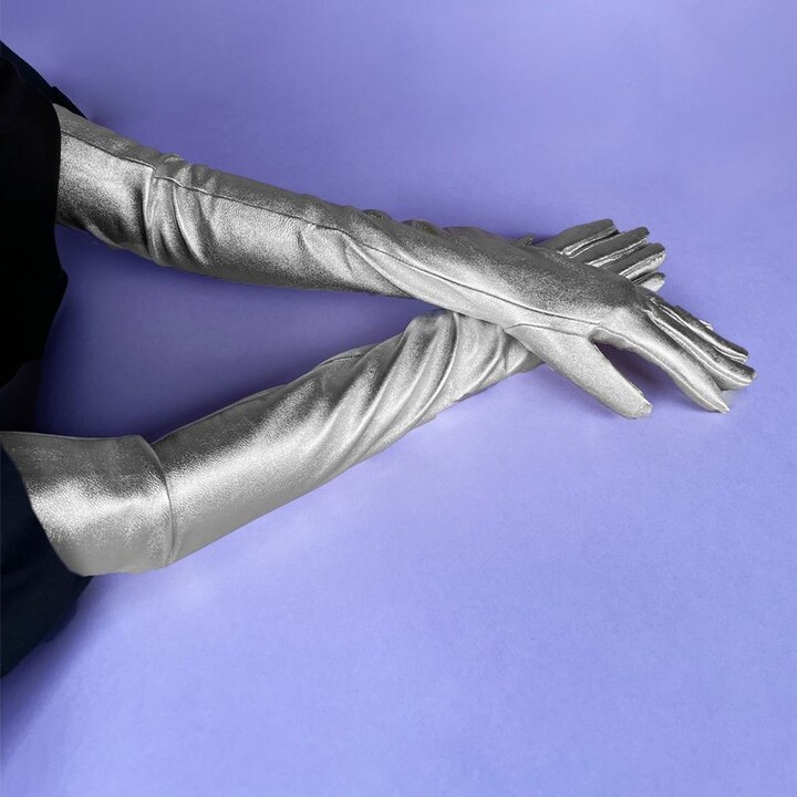 Cynthia Rowley Bea Long Metallic Leather Gloves - ShopStyle