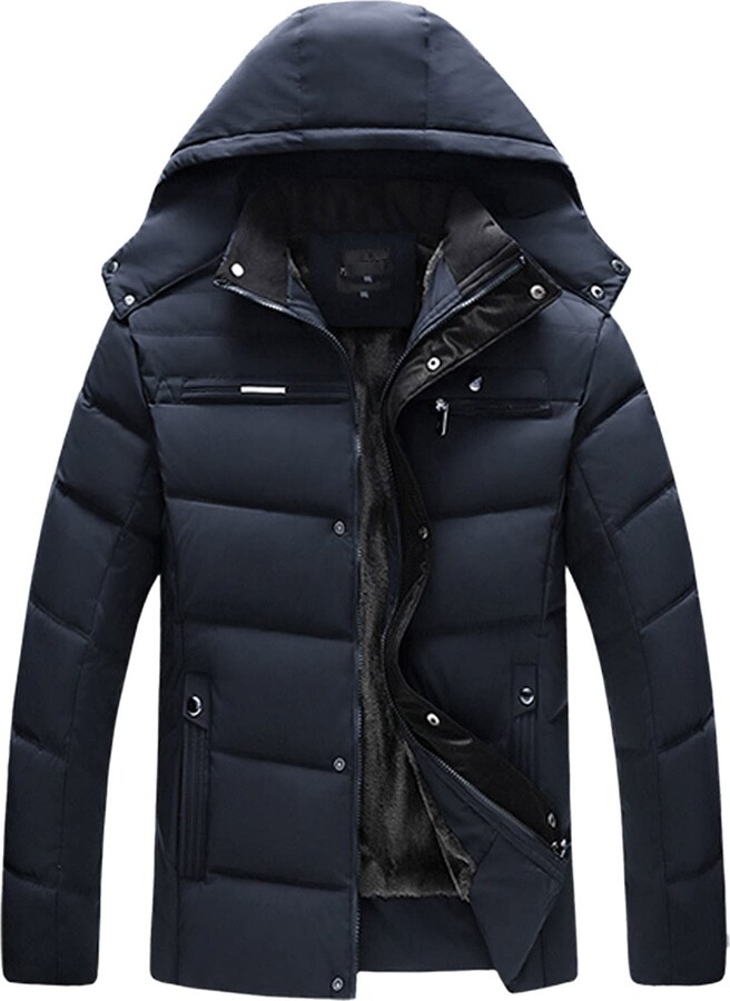 HULKAY Men's Hooded Down Jacket Lightweight Winter Warm Full Zip Puffer ...