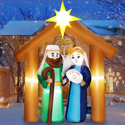 The Holiday Aisle 6FT Inflatable Nativity Scene with Baby Jesus for ...