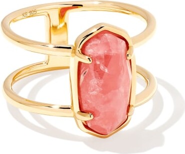 Kendra Scott Elyse 18k Gold Vermeil Double Band Ring in Pink Rhodochrosite - ShopStyle