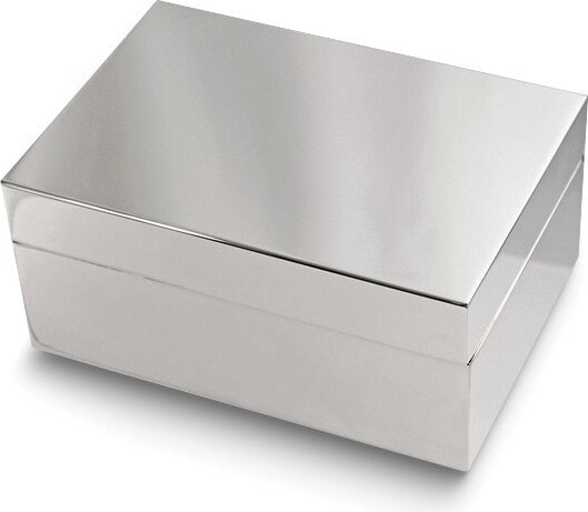 Curata Silver-Plated Rectangular Hinged Box with Black Velvet Lining ...