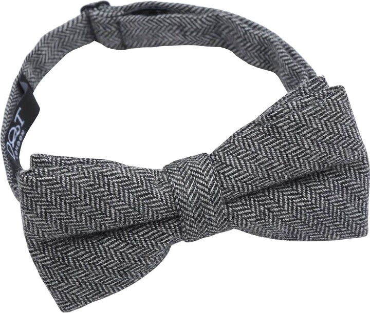 DQT Herringbone Wool Blend Wedding Thistle Pre-Tied Bow Tie for Men ...