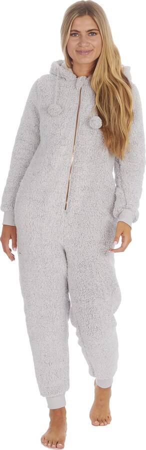 STC Stores Ladies Warm Winter Plain Borg Fleece Onezee/Onesie ~ S-XL ...