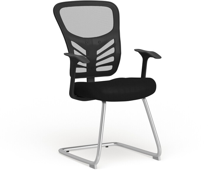 Lancaster Home Mesh Side Reception Chair with Chrome Sled Base ...