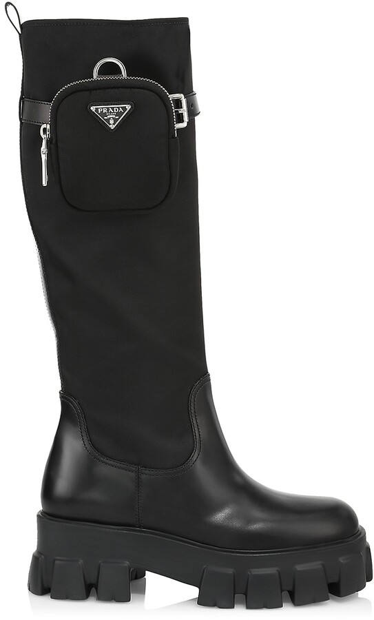 Prada Tall Leather Boots - ShopStyle