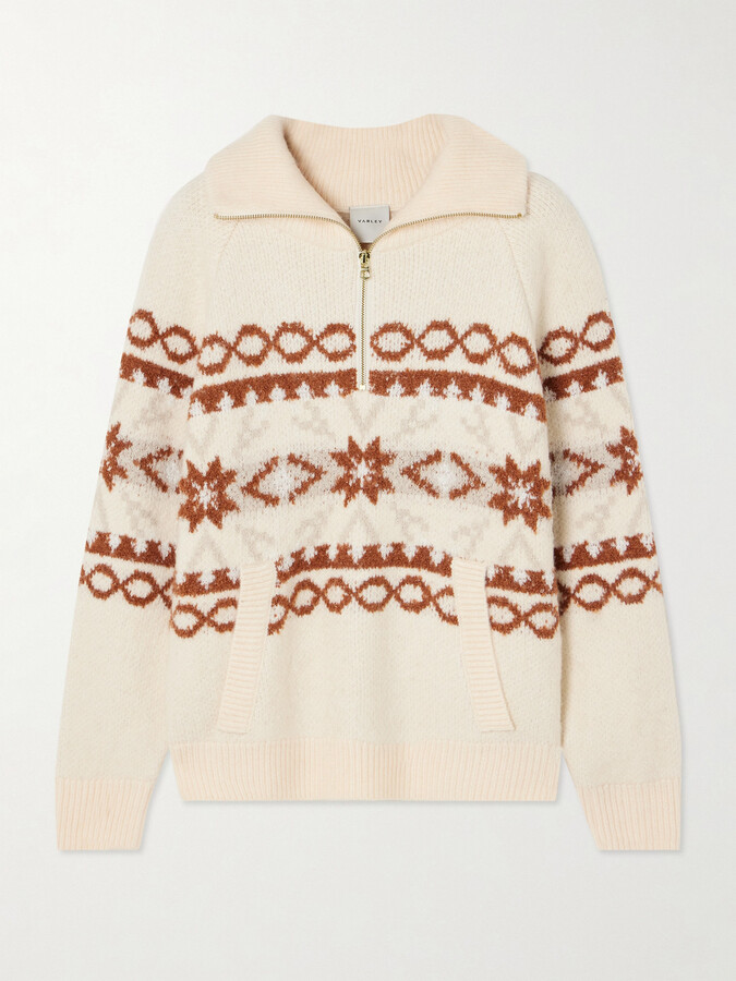 Varley Cai Fair Isle Intarsia-knit Half-zip Sweater - Cream - ShopStyle