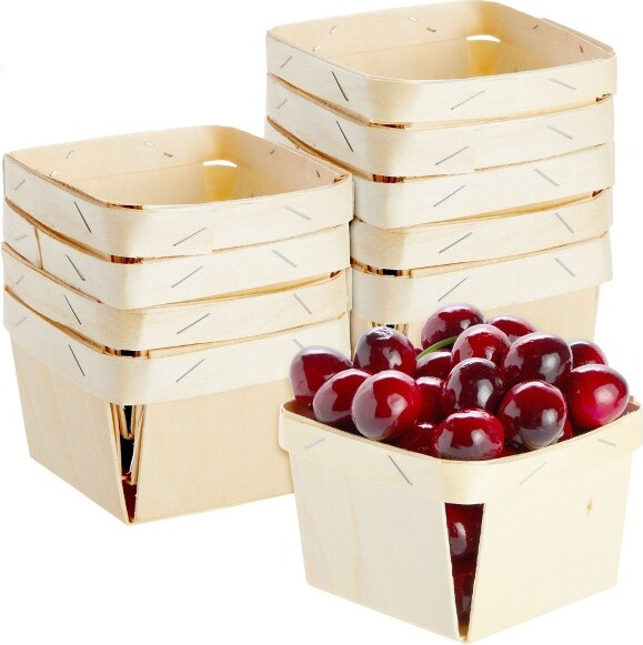 Bright Creations 10 Pack One Pint Wooden Berry Baskets for Picking ...