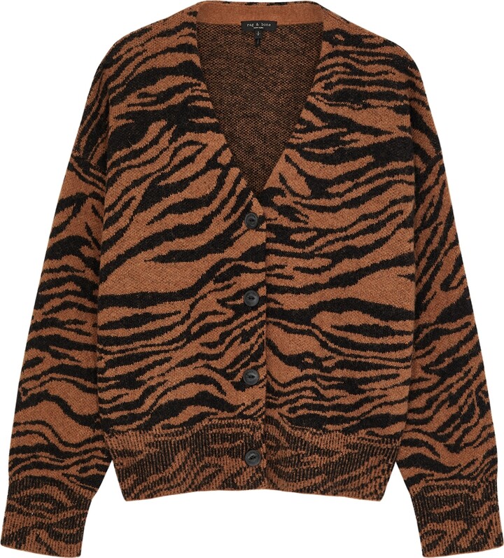 Rag & Bone Sarah Tiger-intarsia Brushed-knit Cardigan - ShopStyle