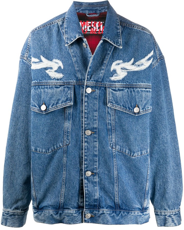Diesel Lasered Effect Denim Jacket - ShopStyle
