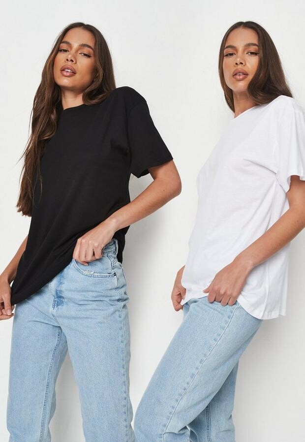 Missguided Black And White Basic Oversized T Shirts 2 Pack - ShopStyle
