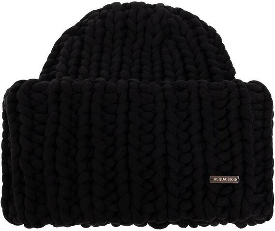 DSQUARED2 Logo Plaque Chunky Knitted Beanie - ShopStyle Hats