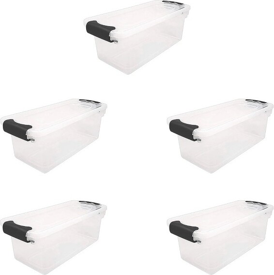 Homz Multipurpose 7.5 Quart Clear Storage Container Tote Bins with ...