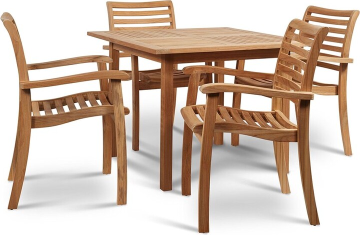 Curated Maison Mathieu 5-Piece Teak 35 Inch Square Table Outdoor Family ...
