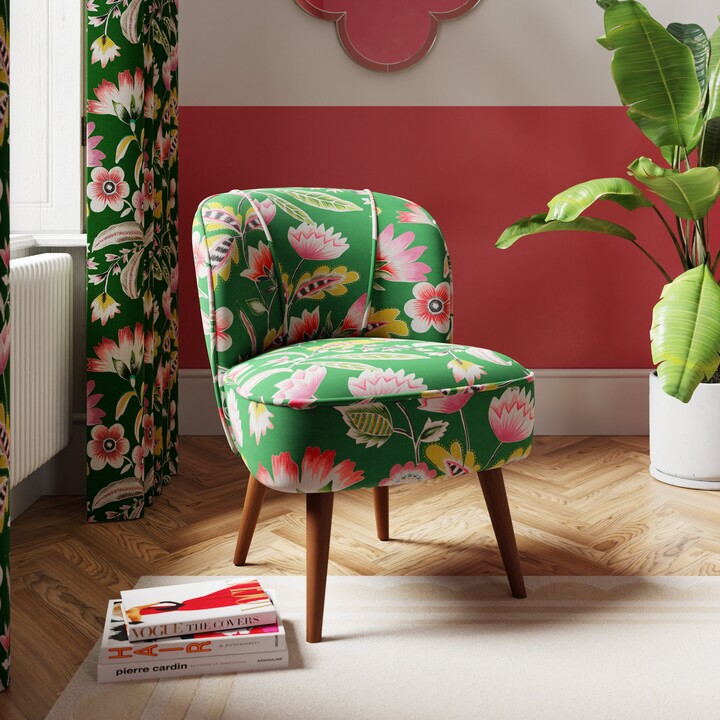 Dunelm Elsie Joy Floral Print Cocktail Chair Joy Floral Green ...