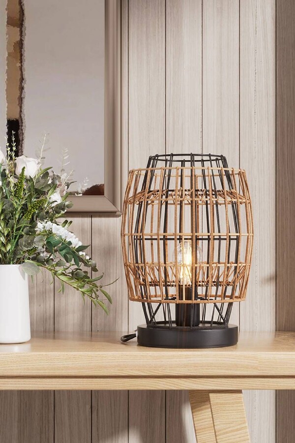 Living and Home Modern 1-Light Hand-Braid Lampshade E14 Table Lamp ...