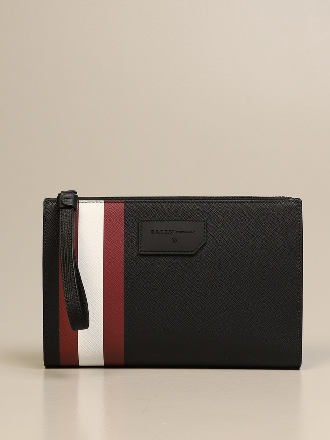 Bally Skid clutch bag in coated canvas with trainspotting - ShopStyle
