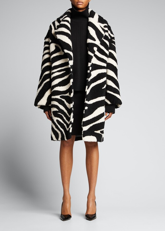 Michael Kors Collection Zebra-Intarsia Lamb Shearling Coat - ShopStyle