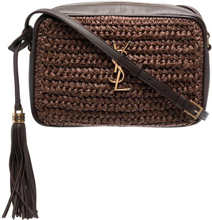Saint Laurent Lou raffia crossbody bag - ShopStyle