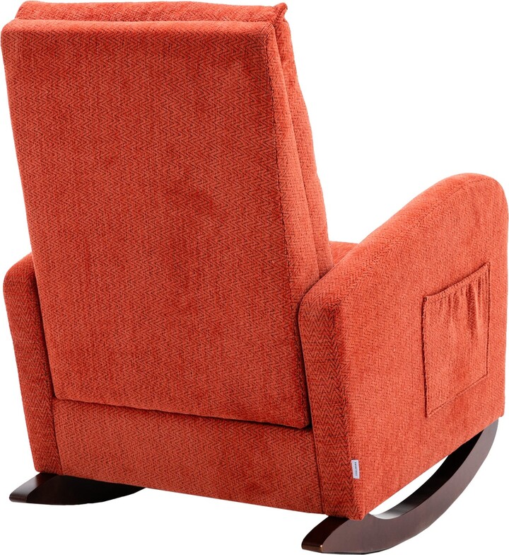 RASOO Living Room Velvet Fabric Padded Rocking Chair High Back with ...