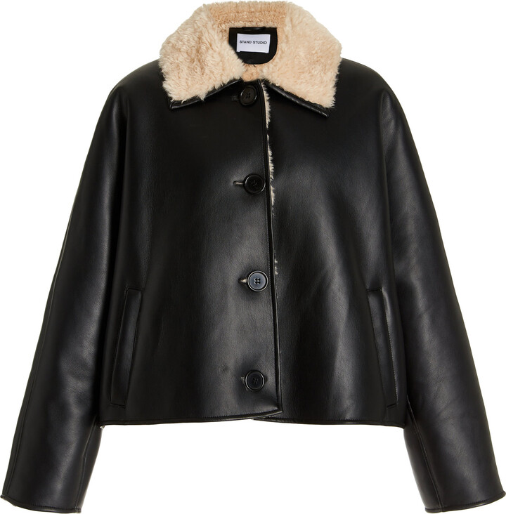 Stand Studio Amelie Sherpa-Lined Faux Leather Jacket - ShopStyle