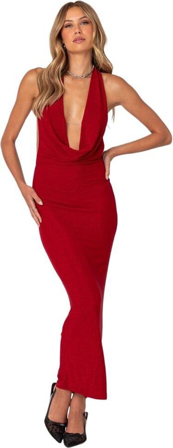 Edikted Women's Cowl Neck Open Back Maxi Dress - ShopStyle